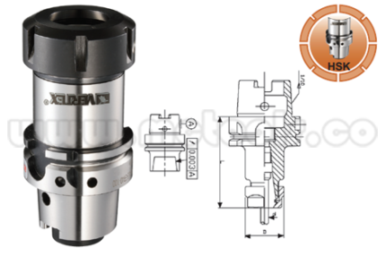 PORTA BOQUILLA TIPO HSK-A63. ER25 x 100MM REF: HSK-A63-ER25-100 - Mctools
