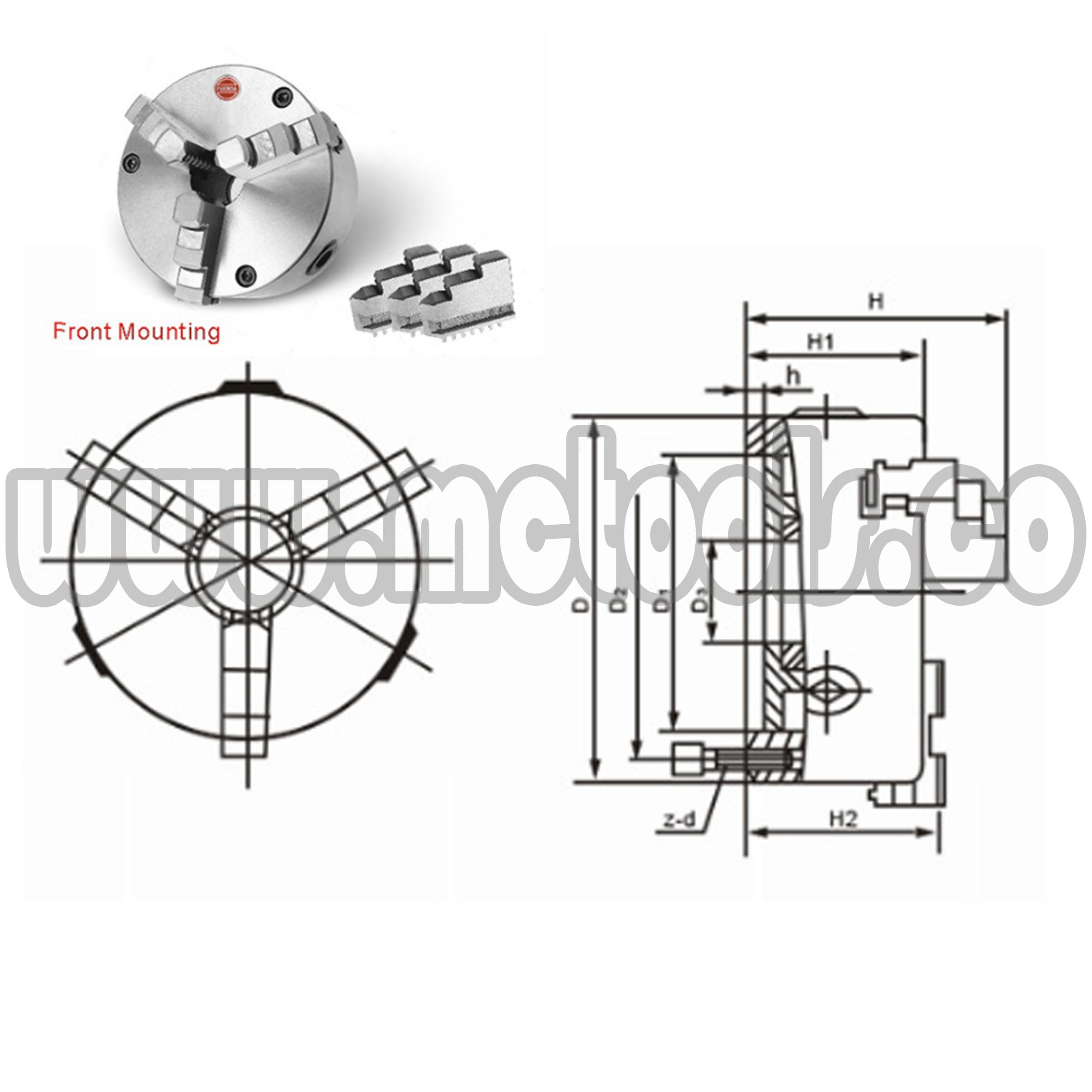COPA MANDRIL AUTOCENTRANTE / 3 MORDAZAS SOLIDAS K11-100 - Mctools